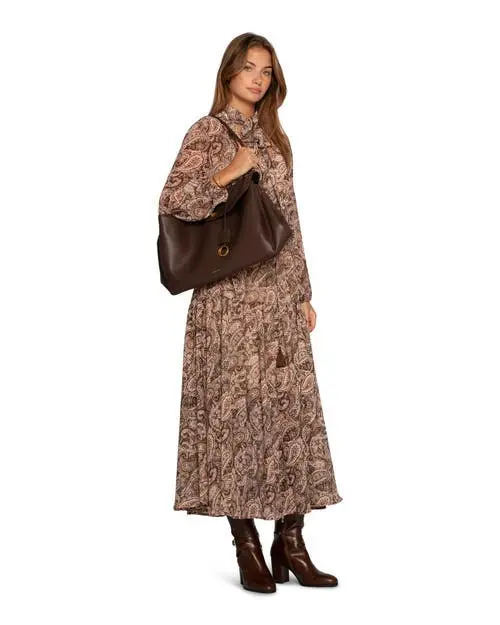 BELLE & BLOOM Printed Maxi Dress With Beaded Waist Tie
