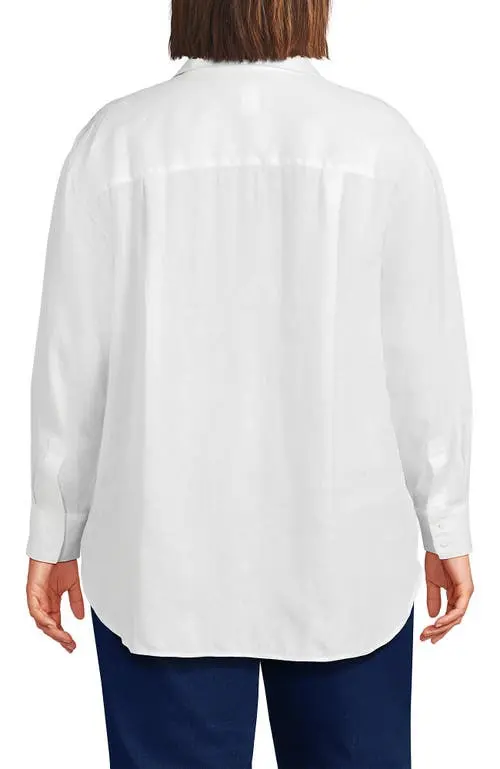 LANDS' END Linen Oversized Button Front Shirt