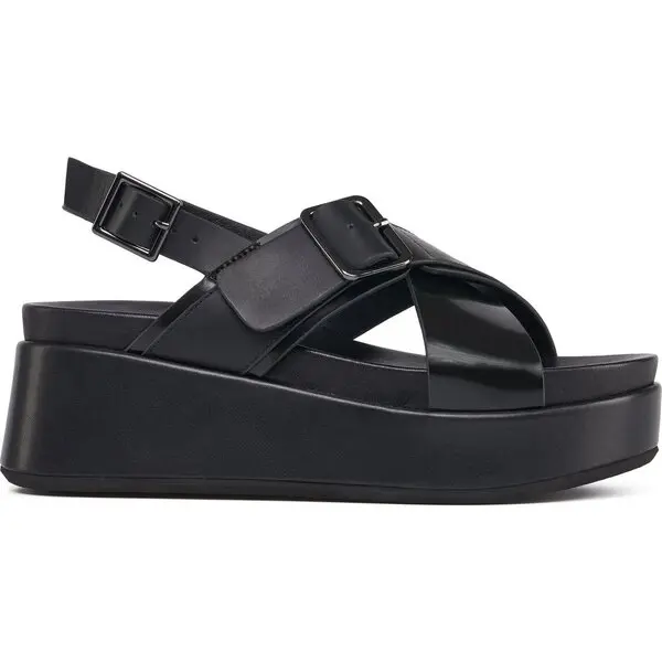 J/SLIDES NYC Bin Leather Platform Sandals - Black