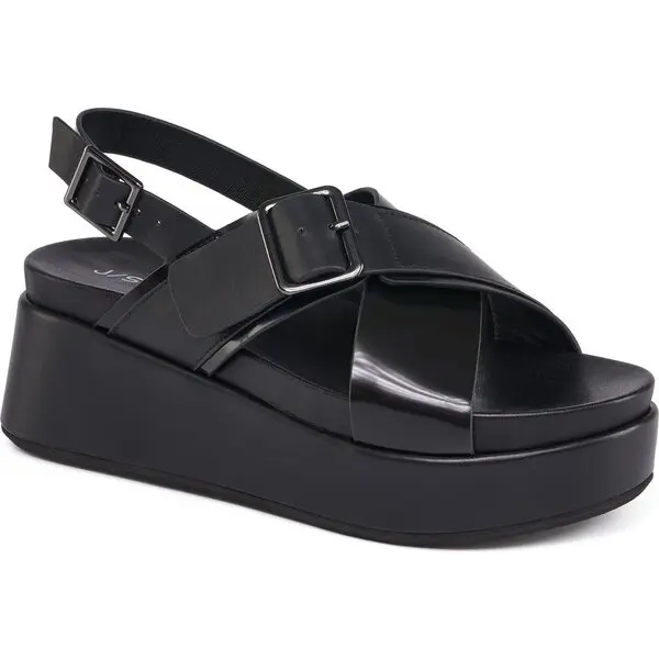 J/SLIDES NYC Bin Leather Platform Sandals - Black