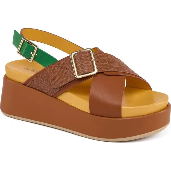 J/SLIDES NYC Bin Leather Platform Sandals - Tan