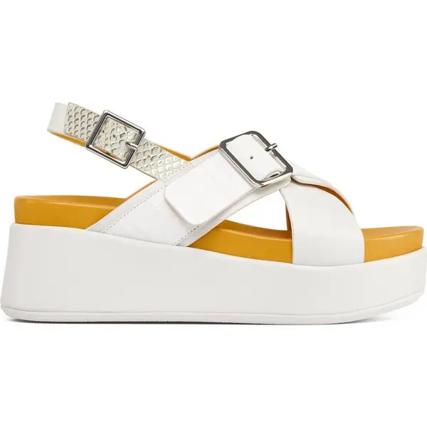 J/SLIDES NYC Bin Leather Platform Sandals - White-combo