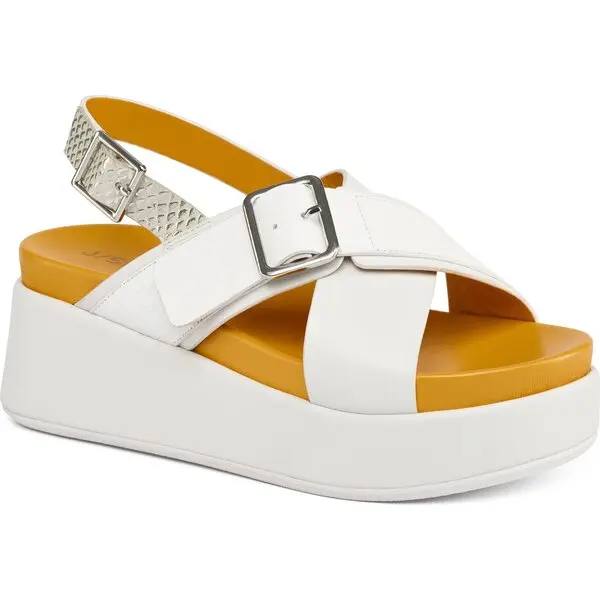 J/SLIDES NYC Bin Leather Platform Sandals - White