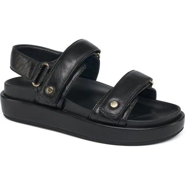 J/SLIDES NYC Bay Leather Slingback Sandal - Black