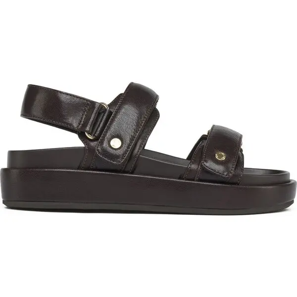 J/SLIDES NYC Bay Leather Slingback Sandal - Dark Brown
