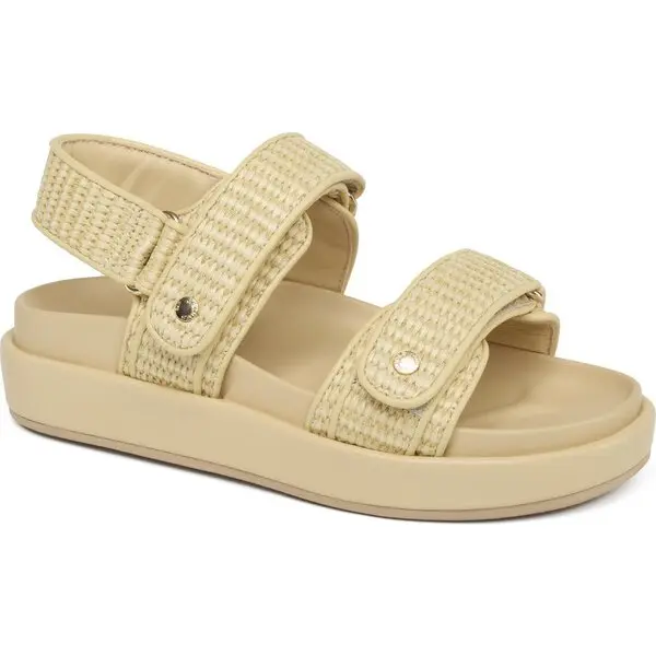J/SLIDES NYC Bay Leather Slingback Sandal - Nature-raffia