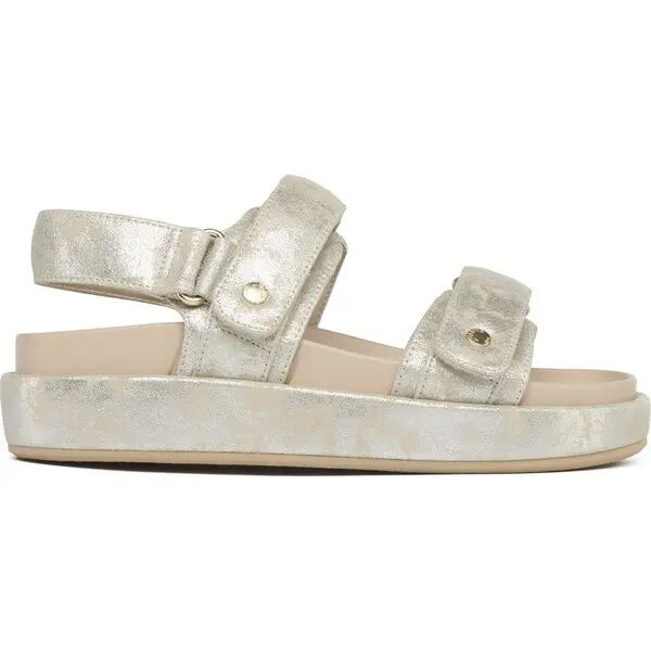 J/SLIDES NYC Bay Leather Slingback Sandal - Sand-metallic