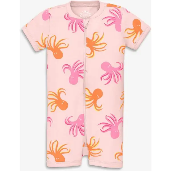 PRIMARY Baby Organic Zip Shortie In Seasonal Prints - Light Blossom Octopus