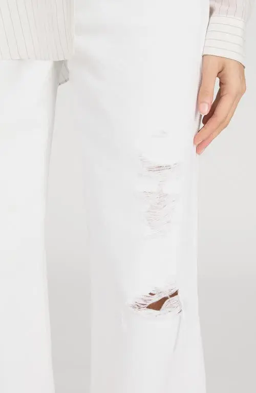 FRAME The Loose Ripped Wide Leg Jeans - White Destruct