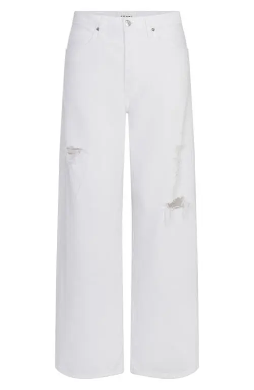FRAME The Loose Ripped Wide Leg Jeans - White Destruct