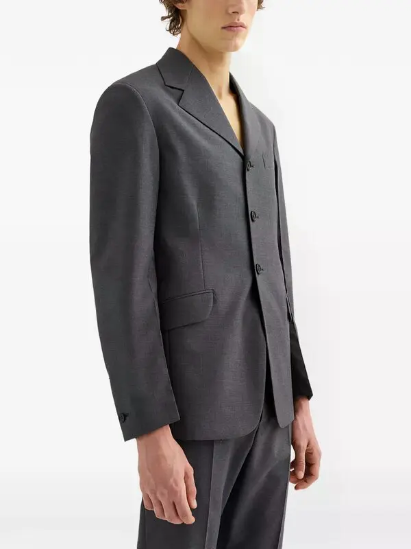 JIL SANDER Single-breasted Wool Blazer - Grey