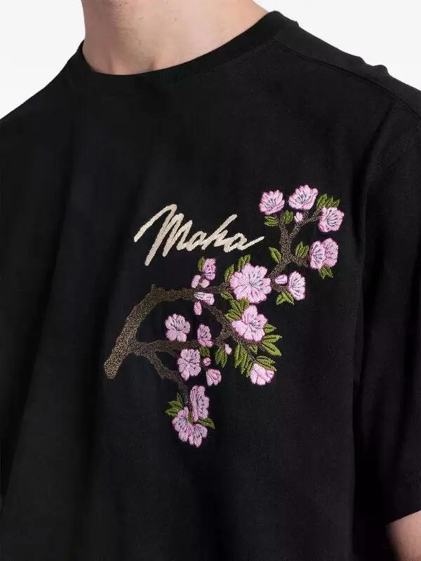 MAHARISHI Floral-embroidered T-shirt - Black