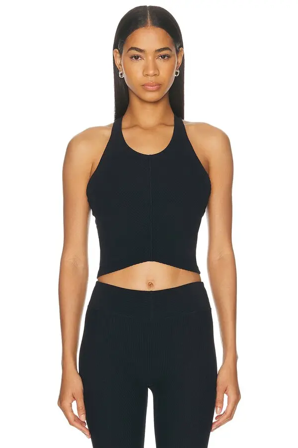 Beyond Yoga Impulse Ribbed High Neck Tank Top - Black Onyx