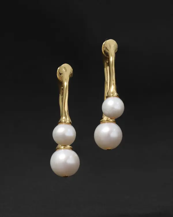 Alexis Bittar Perla Front Back Post Earrings With Cultured Pearls