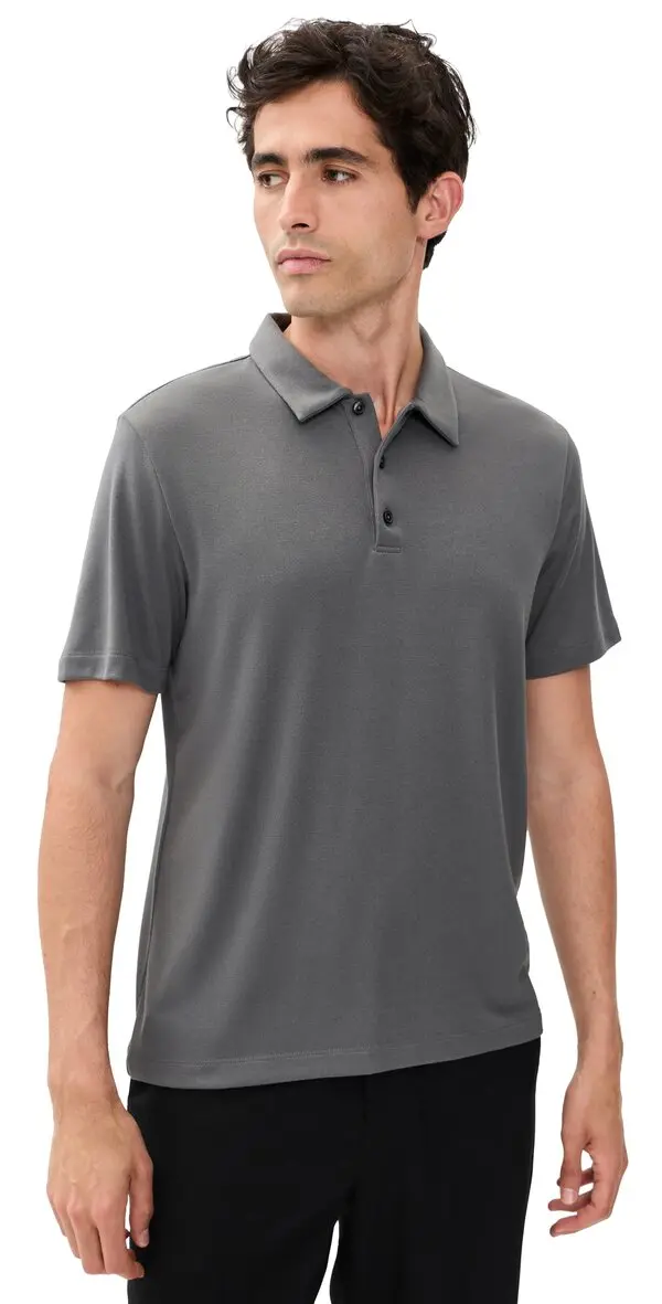 Theory Bron Polo In Modal Jersey - Carbon