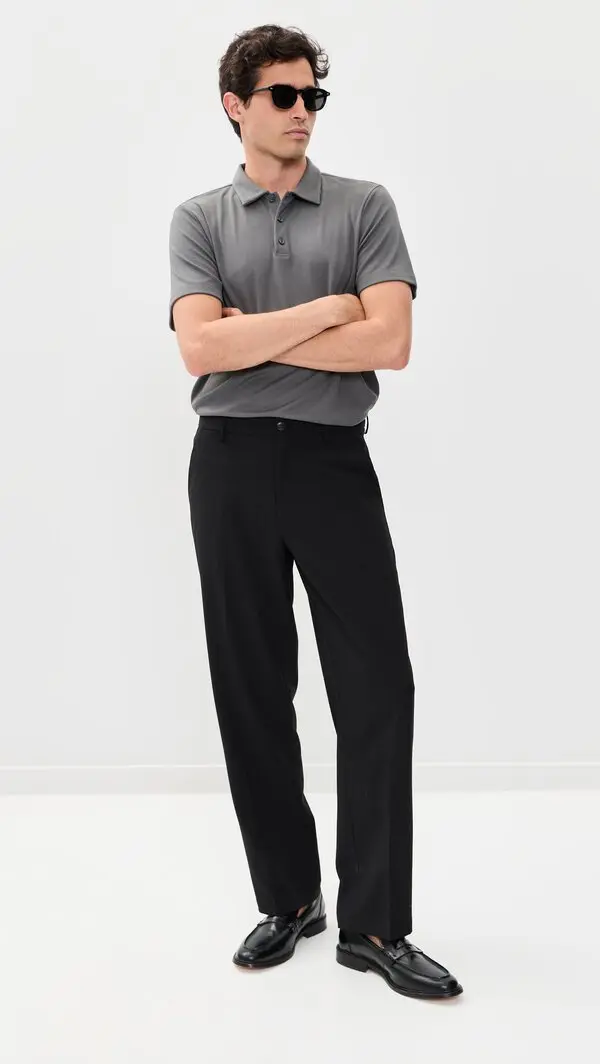 Theory Bron Polo In Modal Jersey - Carbon