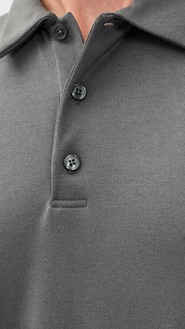 Theory Bron Polo In Modal Jersey - Carbon