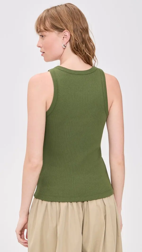 Vince Ribbed Scoop Neck Tank - Herb