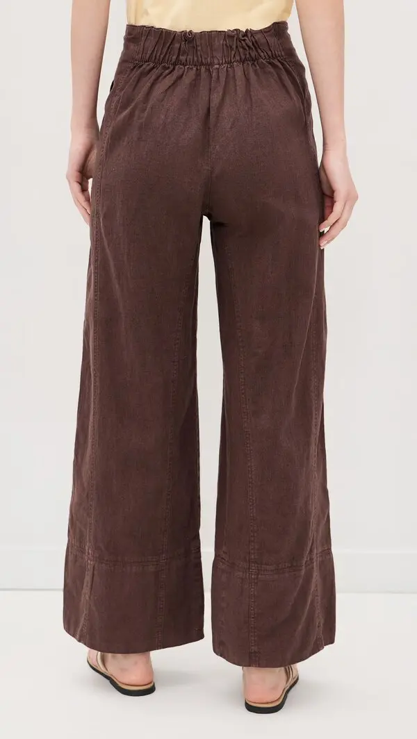 Free People Days End Linen Pants - Double Espresso