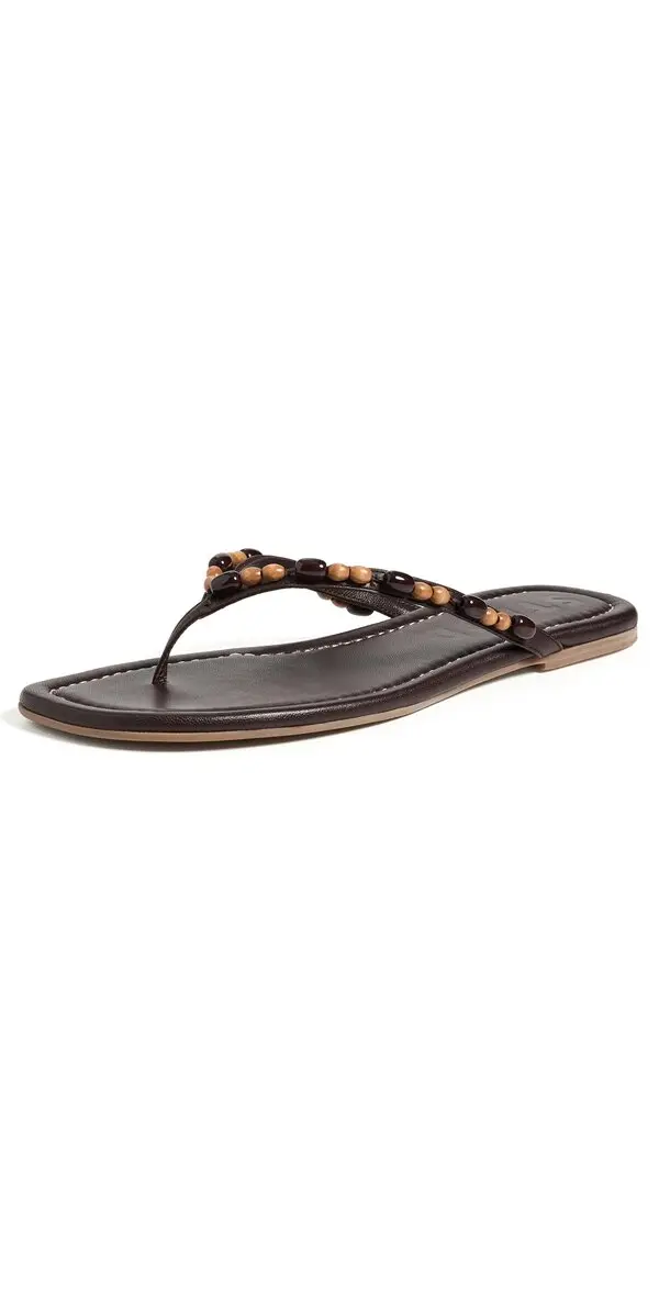 Staud Freja Thong Sandals - Wood Beads