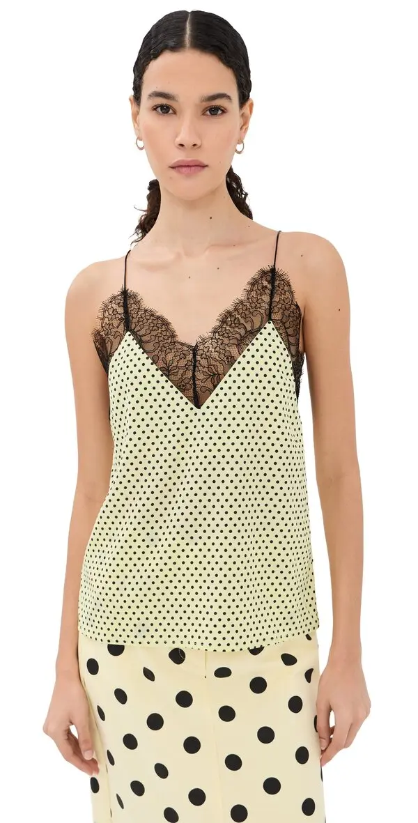 Françoise Layla Silk Top - Lemon Polka Dot