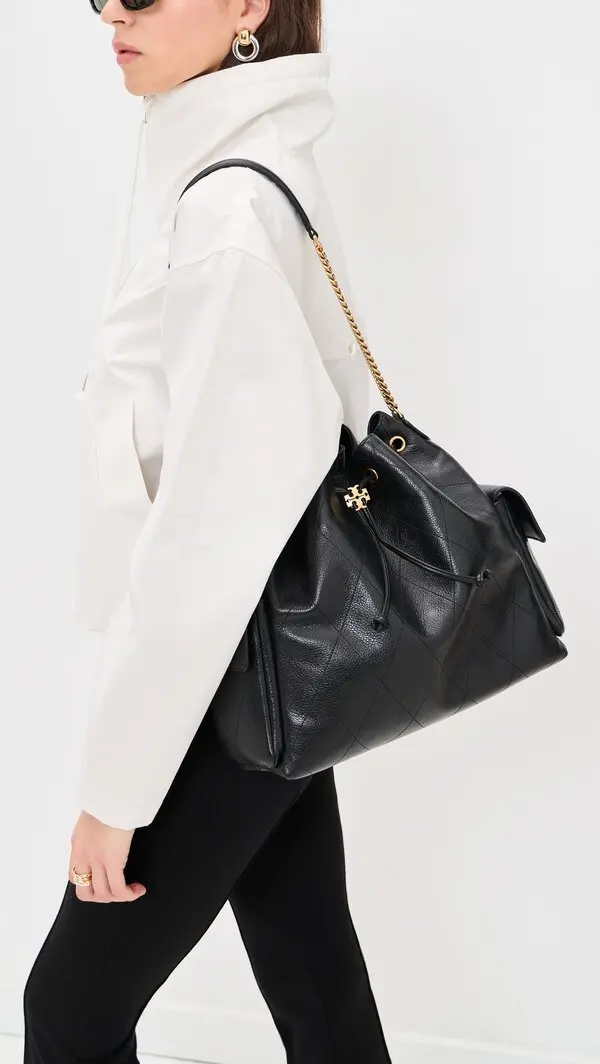 Tory Burch Kira Diamond Quilt Large Drawstring Shoulder Bag