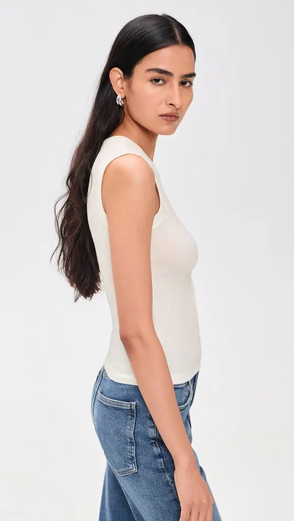 Eterne Fitted Muscle Tank Top - Ivory
