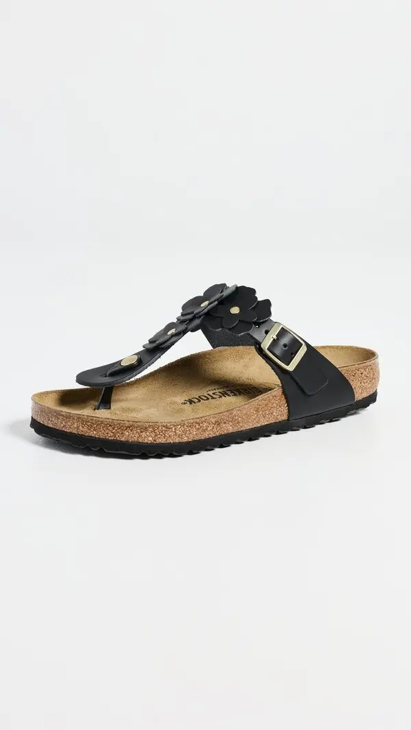 BIRKENSTOCK Gizeh Flowers Sandals - Black