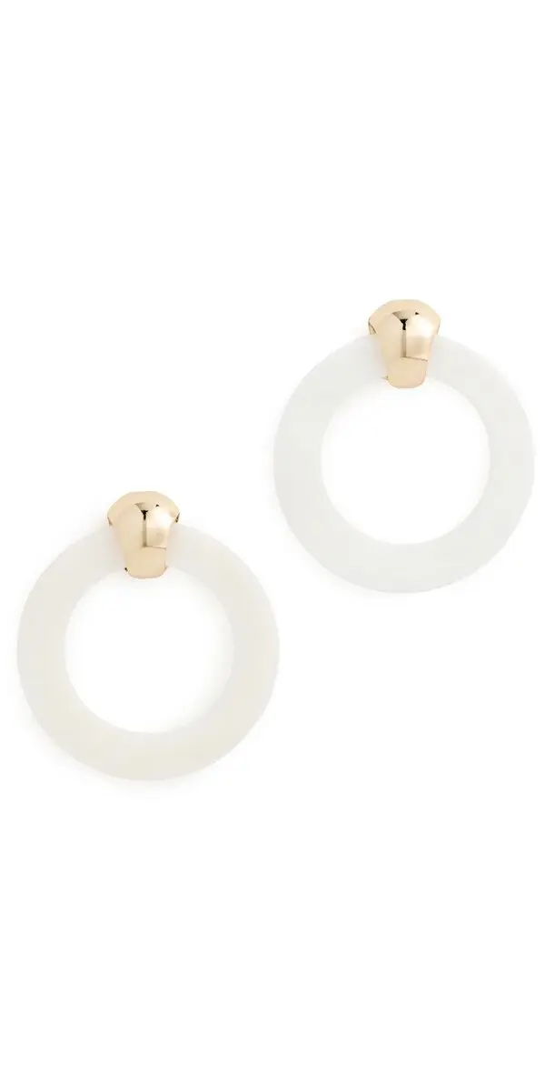 Ettika Mother-of-pearl Open Ring Earrings - White