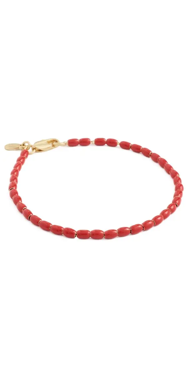 Clare V. Enamel Barrel Chain Bracelet - Poppy
