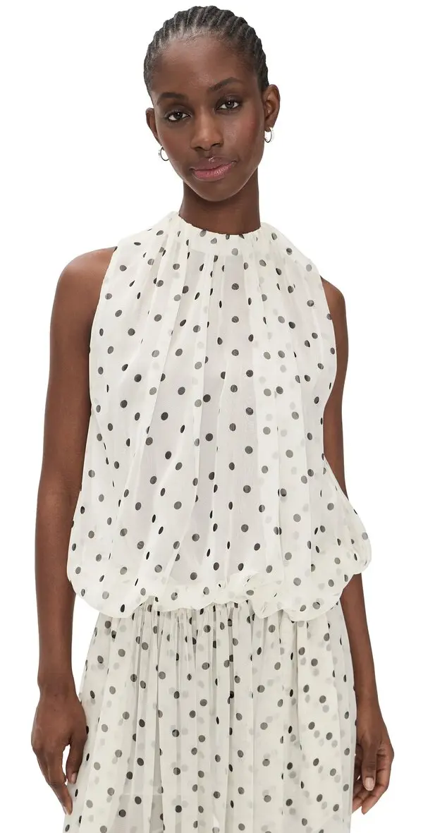 MSGM Polka Dot Chiffon Top - Black