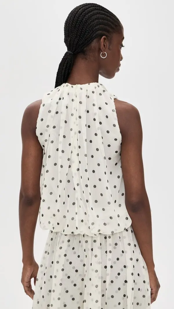 MSGM Polka Dot Chiffon Top - Black