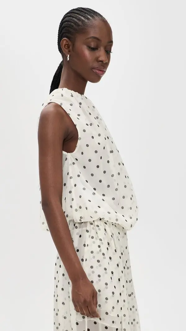 MSGM Polka Dot Chiffon Top - Black