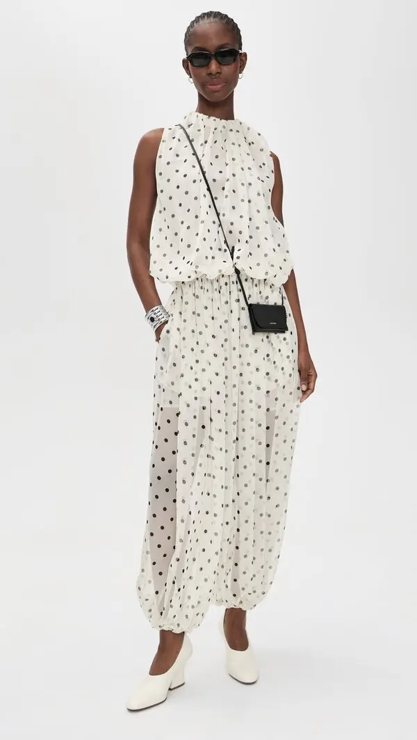 MSGM Polka Dot Chiffon Top - Black