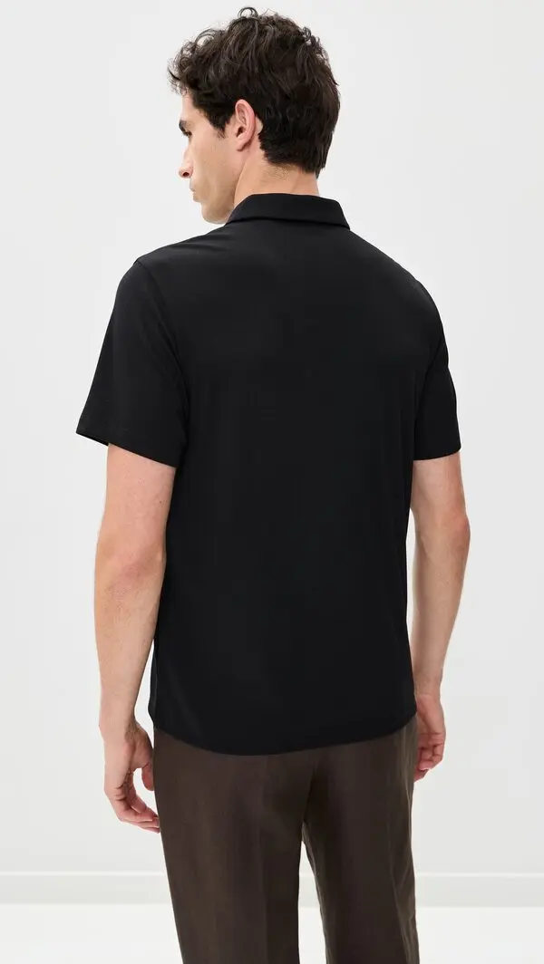 Theory Bron Polo In Modal Jersey - Black
