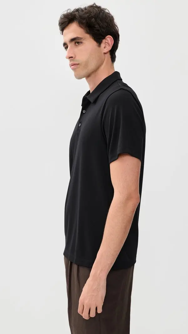 Theory Bron Polo In Modal Jersey - Black