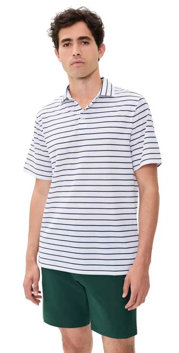 Rlx Ralph Lauren Multi Stripe Tour Pique Polo - Ceramic White Multi