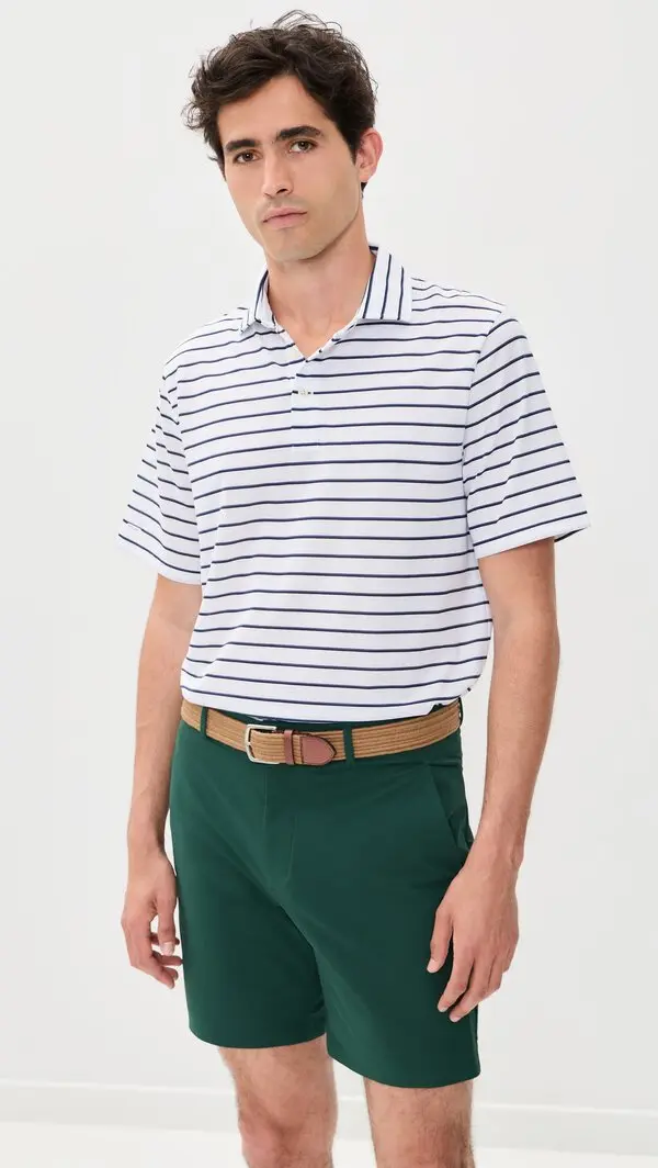 Rlx Ralph Lauren Multi Stripe Tour Pique Polo - Ceramic White Multi