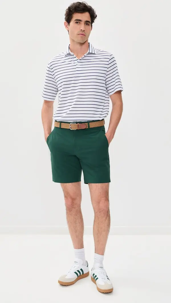 Rlx Ralph Lauren Multi Stripe Tour Pique Polo - Ceramic White Multi