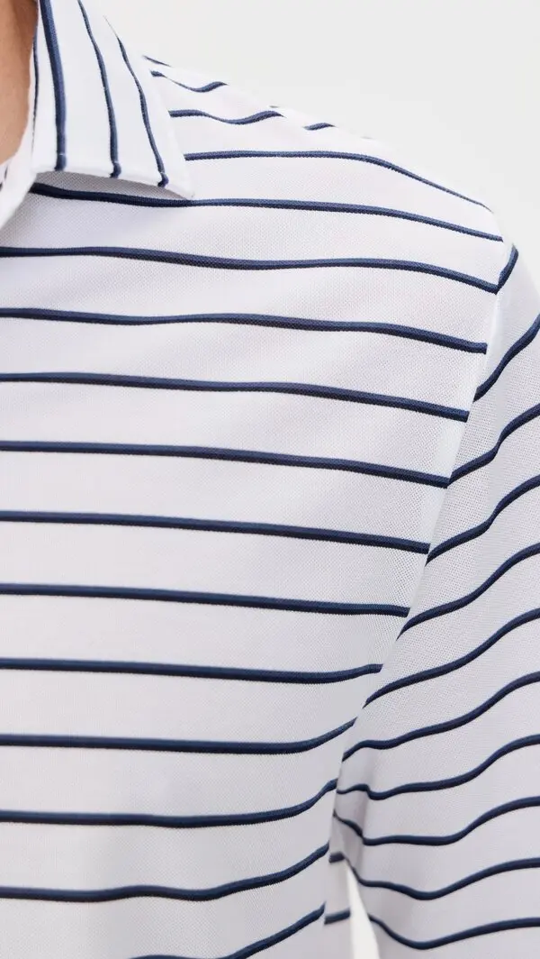 Rlx Ralph Lauren Multi Stripe Tour Pique Polo - Ceramic White Multi