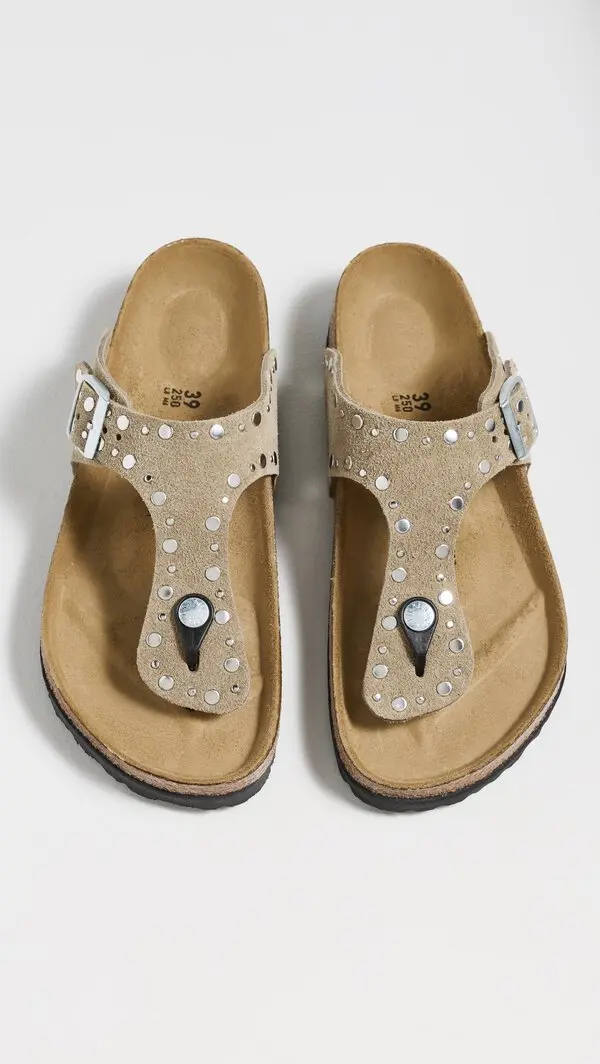 BIRKENSTOCK Gizeh Rivet Sandals - Taupe