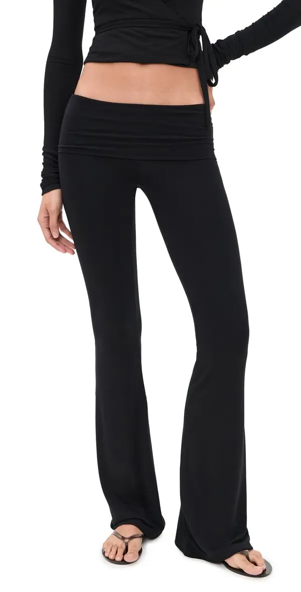 Eterne Fold Over Flare Pants - Black