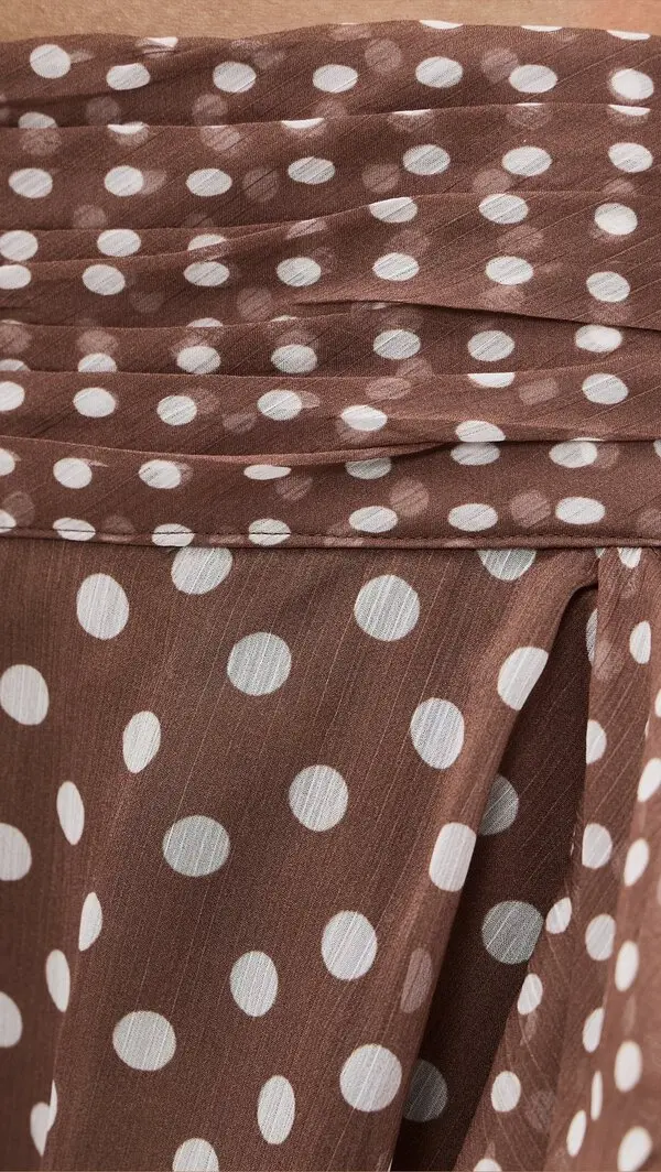 GUIZIO Crinkled Dot Chiffon Miniskirt - Espresso