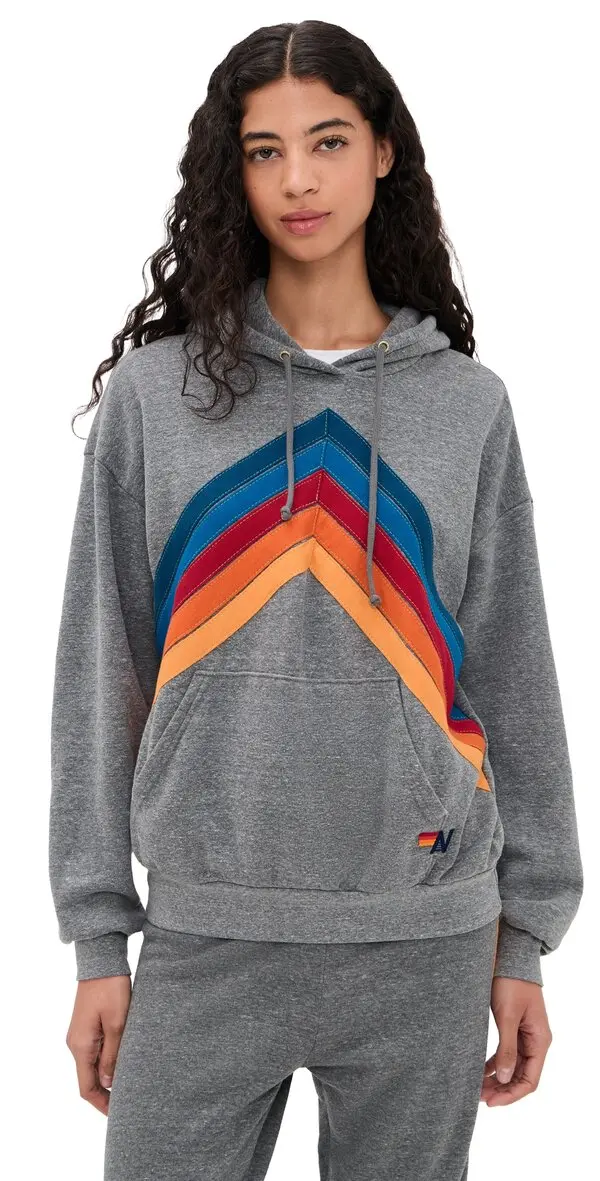 Aviator Nation Mountain Stitch Chevron Hoodie - Heather Grey