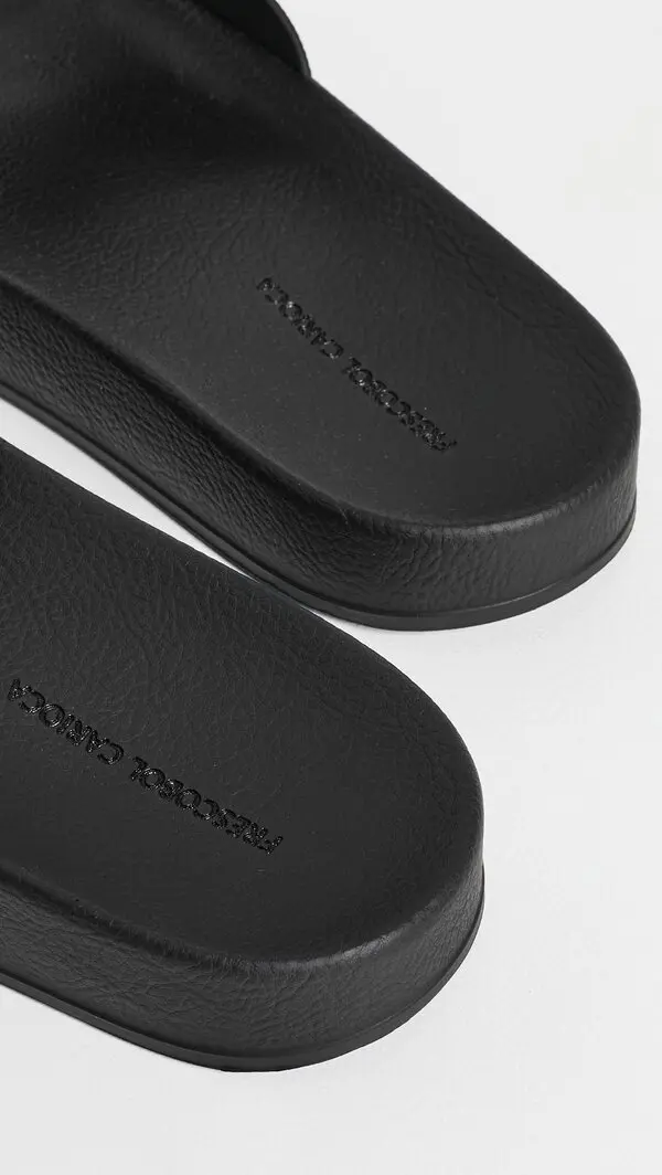 Frescobol Carioca Humberto Leather Wave Print Slides - Black