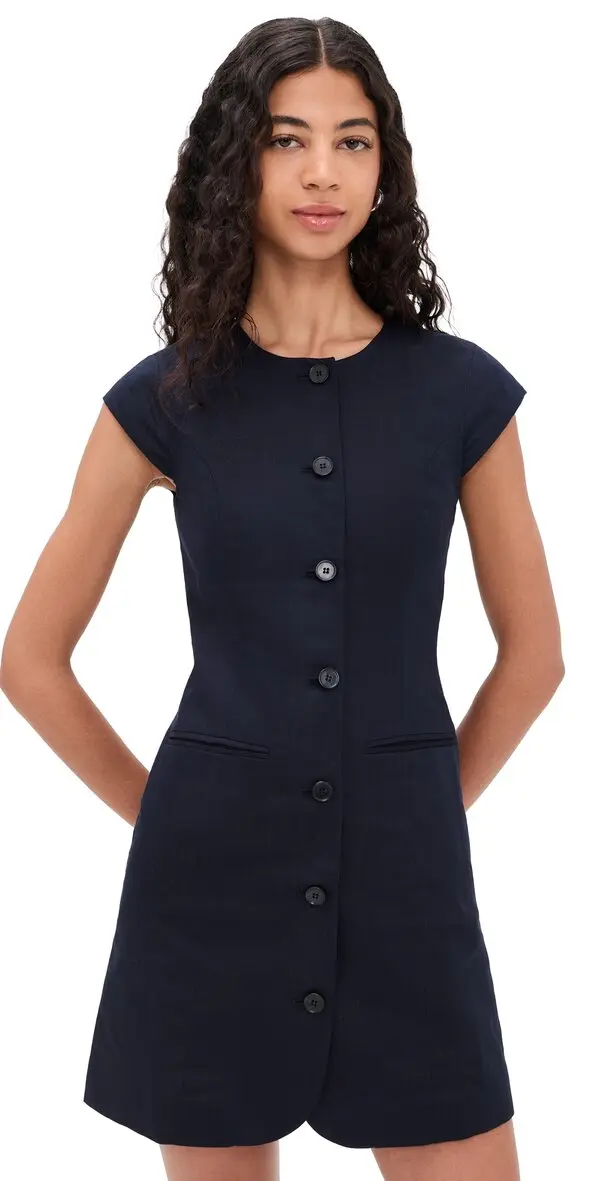 ALIGNE Jennie Linen Mix Dress - Navy
