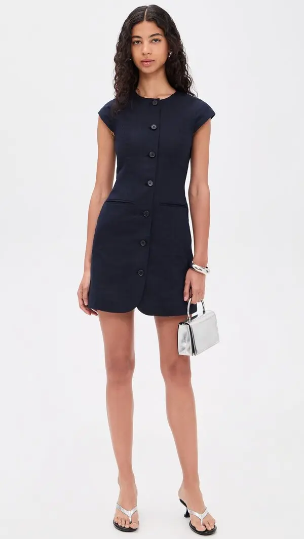 ALIGNE Jennie Linen Mix Mini Dress - Navy