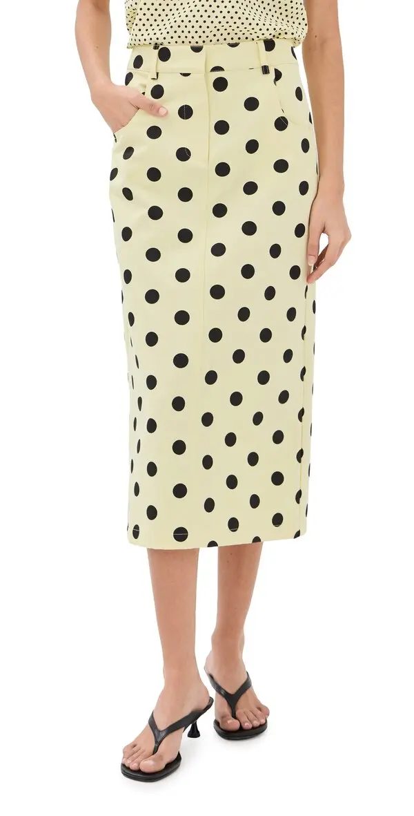 Françoise Tina Twill Skirt - Lemon Polka Dot