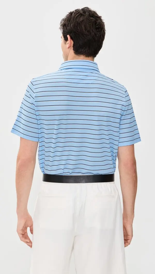 Rlx Ralph Lauren Multi Stripe Tour Pique Polo - Office Blue Multi
