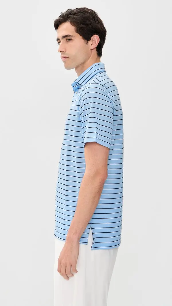 Rlx Ralph Lauren Multi Stripe Tour Pique Polo - Office Blue Multi